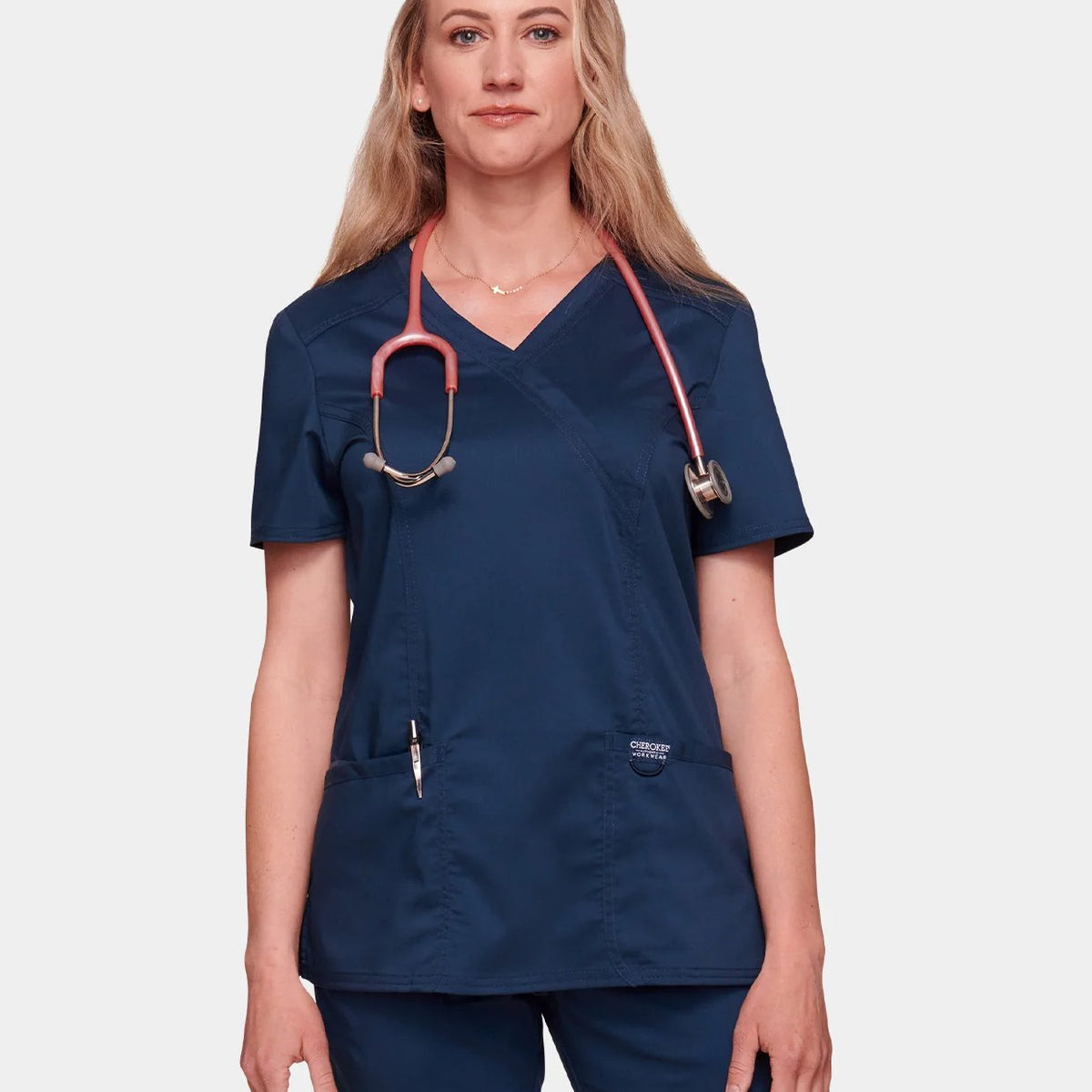 Cherokee WW Revolution Women's Mock Wrap Scrub Top WWE610 – Happythreads