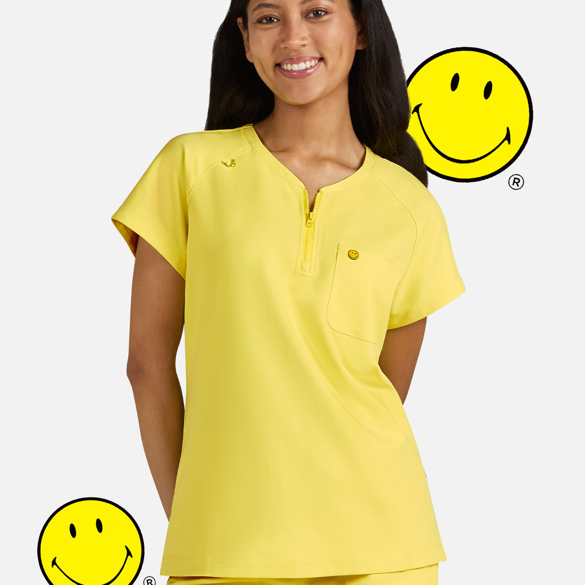 Koi Smiley World Ecstatic Scrub Top - Loving Yellow - SALE – Happythreads